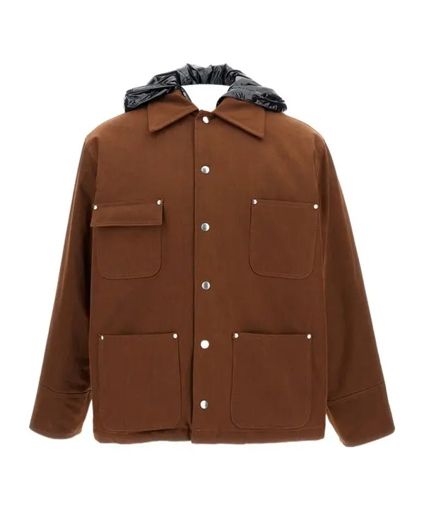 Plan C Hooded Jacket With Snap Button Closure