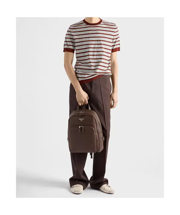 Prada Triangle-logo Zipped Backpack - Ochre