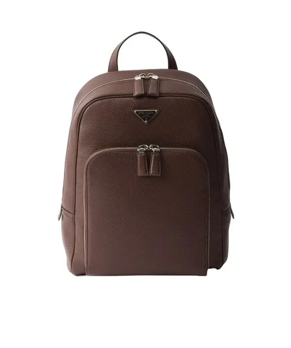 Prada Triangle-logo Zipped Backpack - Sienna