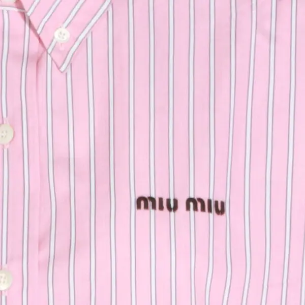Miu Miu Striped Embroidered Logo Shirt