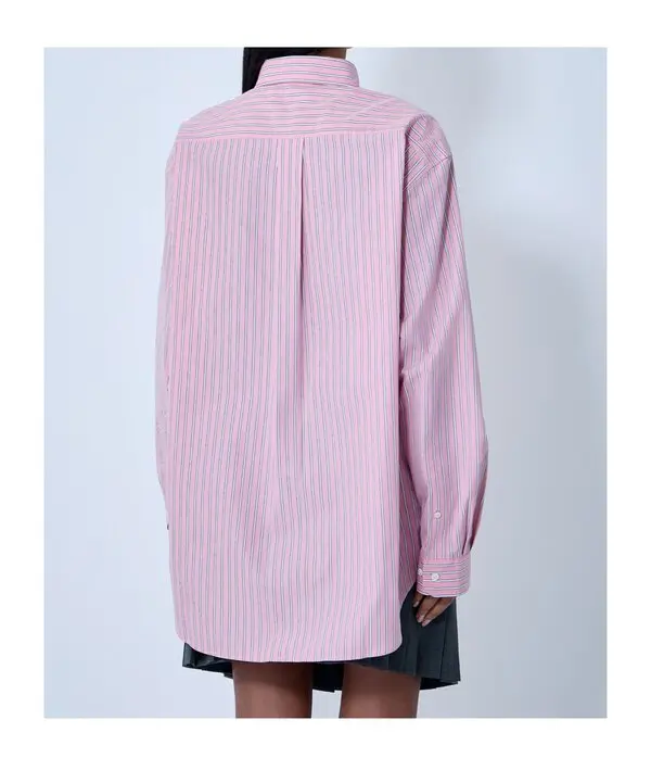 Miu Miu Striped Embroidered Logo Shirt
