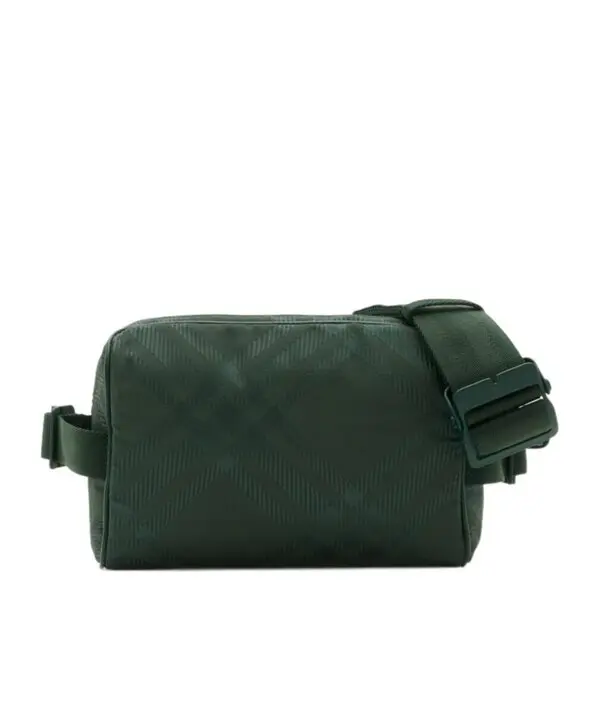 Burberry Check-jacquard Zipped Belt Bag - Green