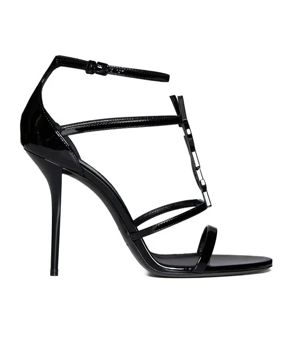 Saint Laurent Cassandra Open Toe Sandals - Black