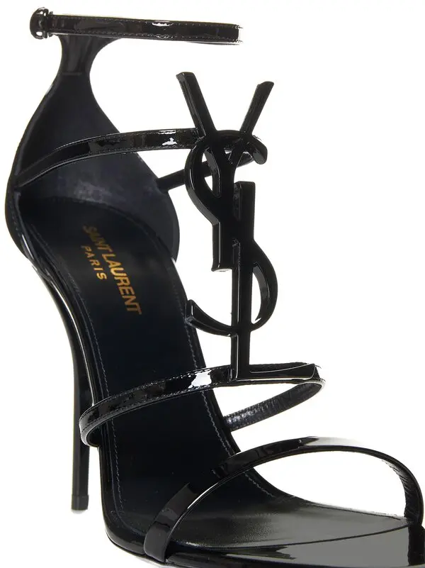 Saint Laurent Cassandra Open Toe Sandals - Black