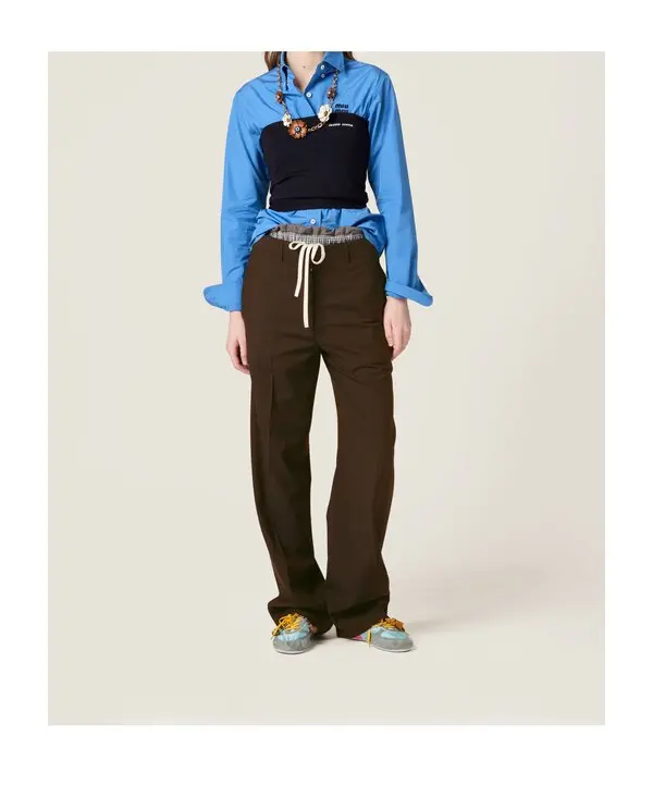 Miu Miu Strapless Knit Top With Logo Patch - Navy Blue