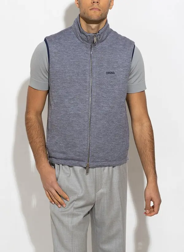 Zegna Reversible Zip-up Vest - Blue