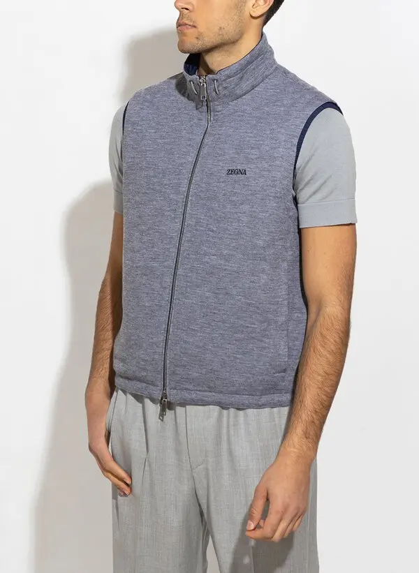 Zegna Reversible Zip-up Vest - Blue