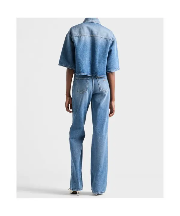 Prada Short Sleeve Denim Shirt - Light Blue
