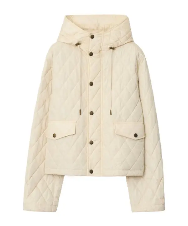 Burberry Cropped Quilted Hooded Jacket - Nutmeg