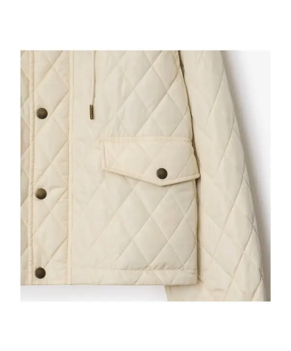Burberry Cropped Quilted Hooded Jacket - Nutmeg
