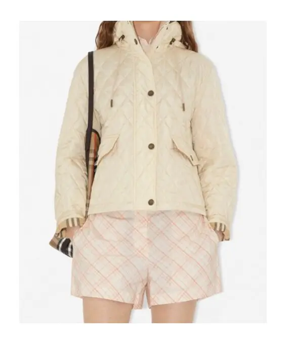 Burberry Cropped Quilted Hooded Jacket - Nutmeg