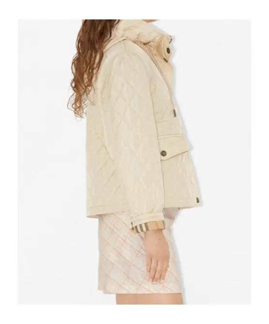 Burberry Cropped Quilted Hooded Jacket - Nutmeg