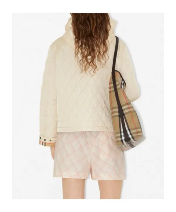 Burberry Cropped Quilted Hooded Jacket - Nutmeg