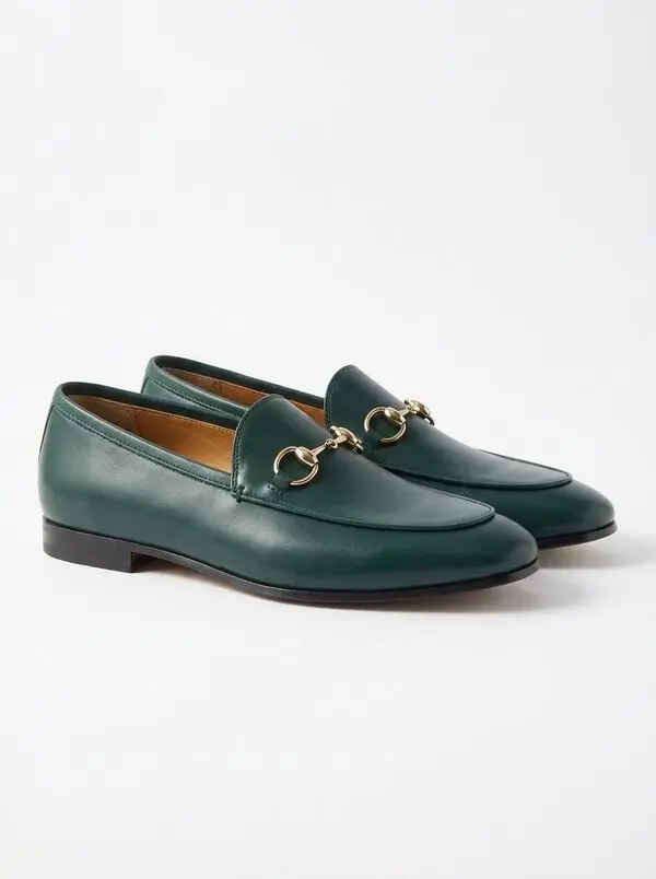 Gucci Jordaan Horsebit Loafers In Leather - Green