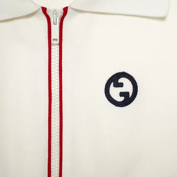 Gucci Technical Jersey Polo Dress With Double G Embroidery