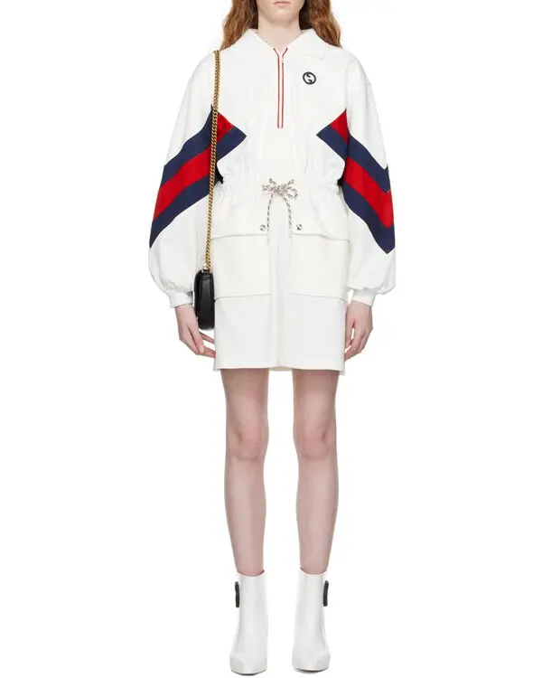 Gucci Technical Jersey Polo Dress With Double G Embroidery