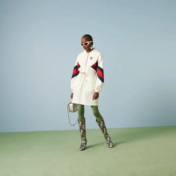 Gucci Technical Jersey Polo Dress With Double G Embroidery
