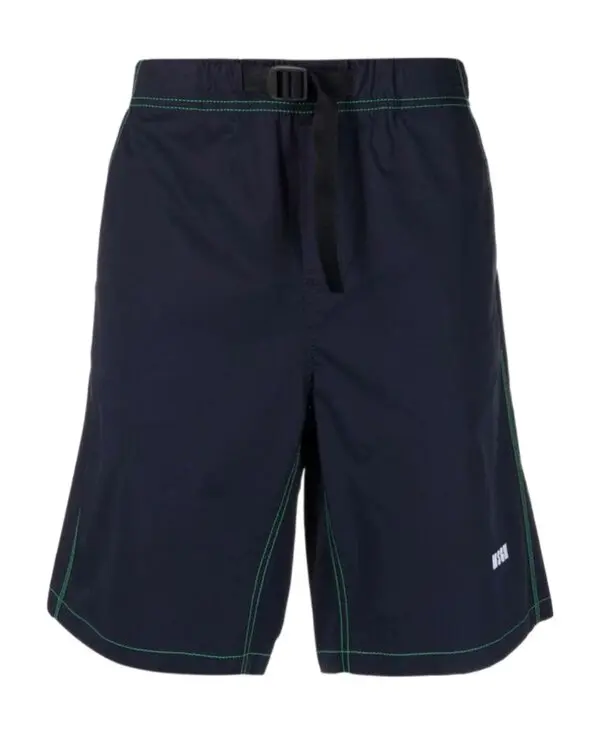 MSGM Embroidered Logo Drawstring Waistband Shorts - Black