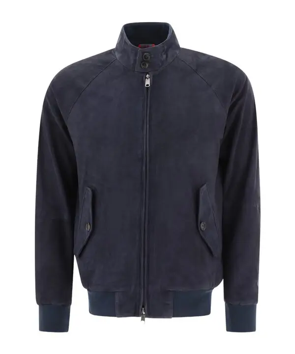 BARACUTA G9 Suede Bomber Jacket - Navy
