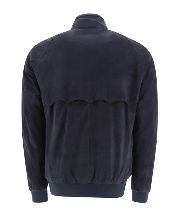 BARACUTA G9 Suede Bomber Jacket - Navy