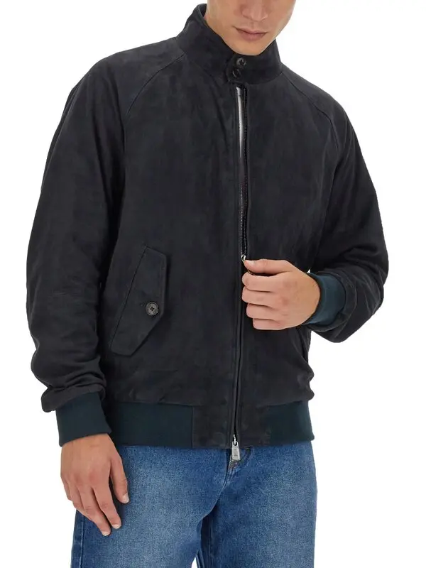 BARACUTA G9 Suede Bomber Jacket - Navy