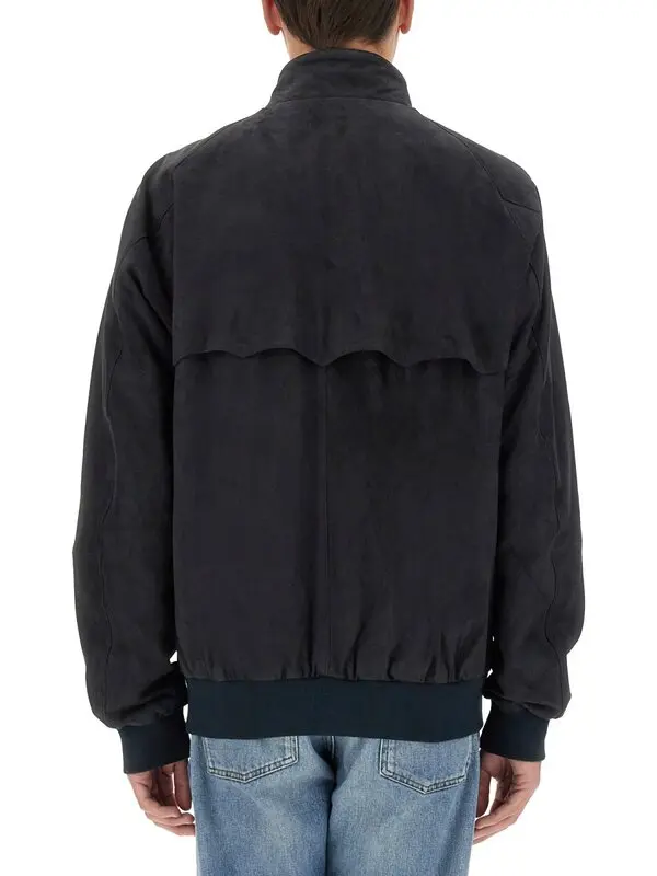 BARACUTA G9 Suede Bomber Jacket - Navy