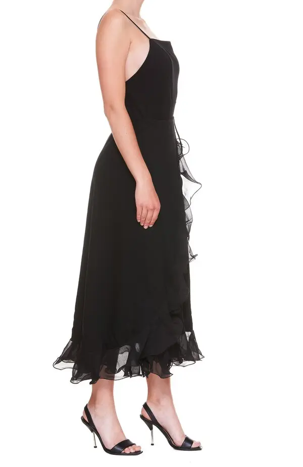 ROTATE BY BIRGER CHRISTENSEN Square-neck Sleeveless Ruffled Dress