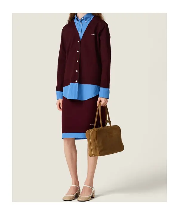 Miu Miu Layered Long-sleeved Shirt With Embroidered Logo