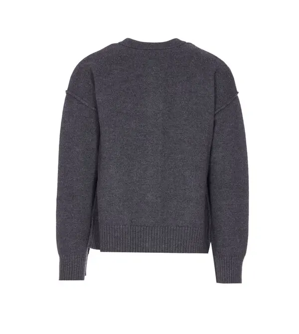 AMI Paris Crewneck Buttoned Cardigan With Embroidered De Coeur Logo