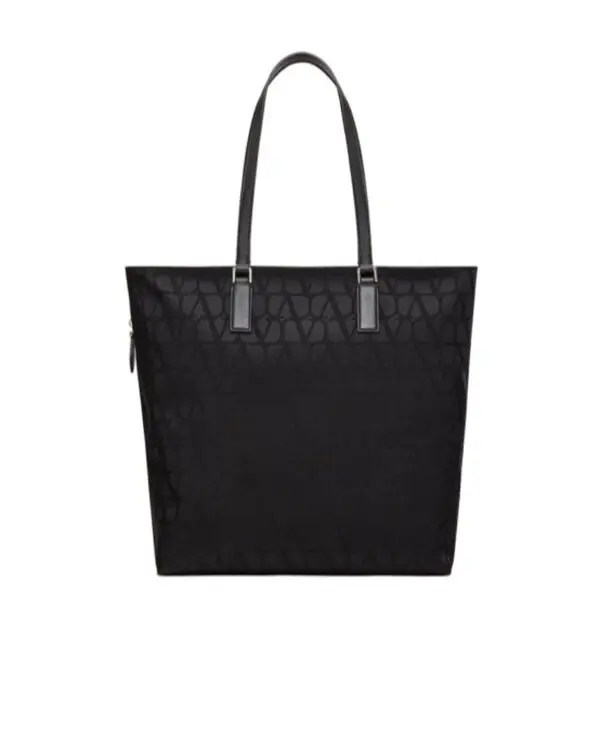 Valentino Garavani Toile Iconographe Zip-up Top Handle Bag - Black