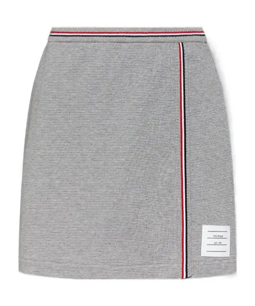 Thom Browne Waffle Mini Wrap Skirt - Light Gray
