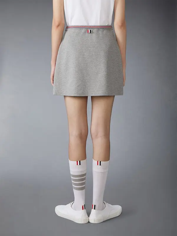 Thom Browne Waffle Mini Wrap Skirt With Grosgrain Detail - Light Gray