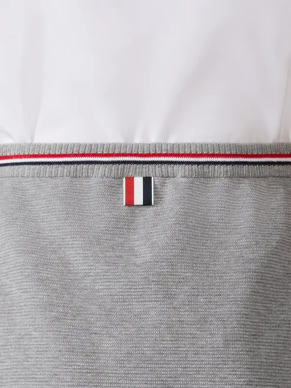Thom Browne Waffle Mini Wrap Skirt With Grosgrain Detail - Light Gray