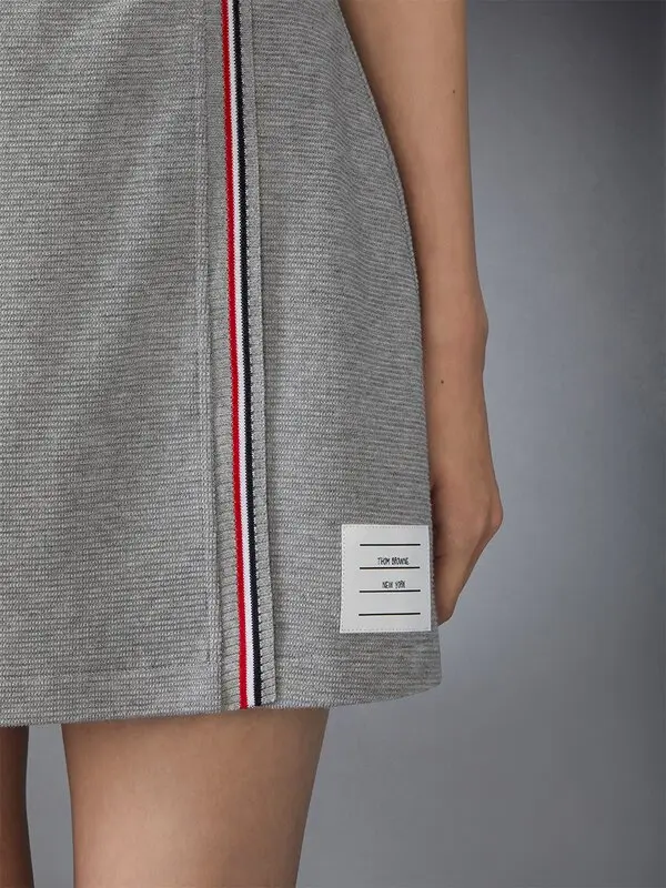 Thom Browne Waffle Mini Wrap Skirt With Grosgrain Detail - Light Gray