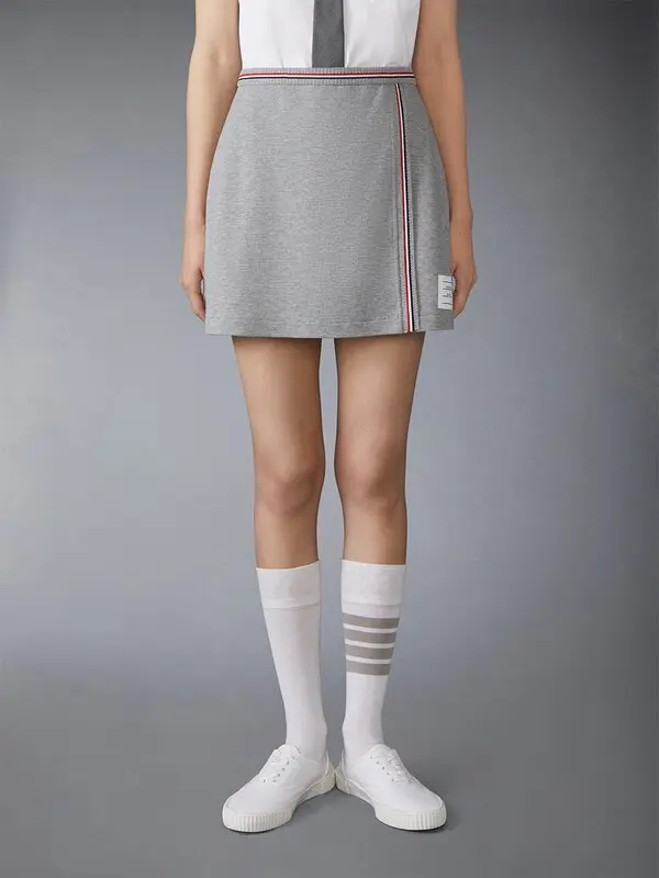 Thom Browne Waffle Mini Wrap Skirt With Grosgrain Detail - No