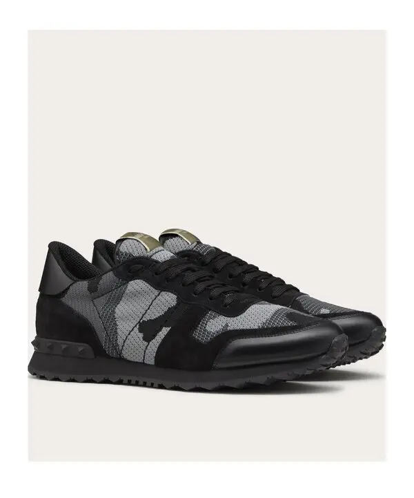 Valentino Garavani Rockrunner Camouflage Sneakers - Black