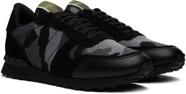 Valentino Garavani Rockrunner Camouflage Sneakers - Black