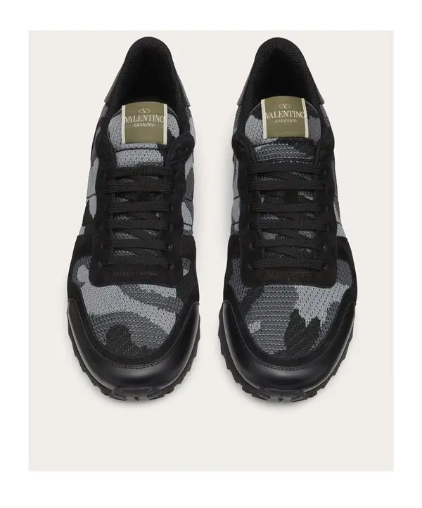 Valentino Garavani Rockrunner Camouflage Sneakers - Black