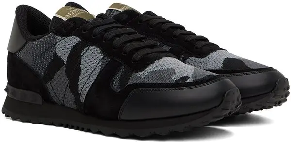 Valentino Garavani Rockrunner Camouflage Sneakers - Black
