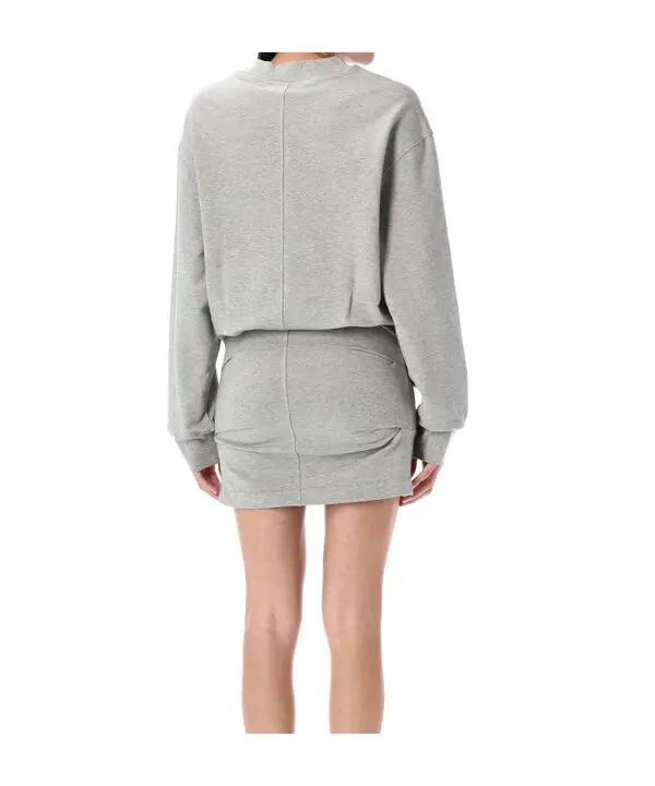 Attico Crewneck Long Sleeve Mini Dress - Gray