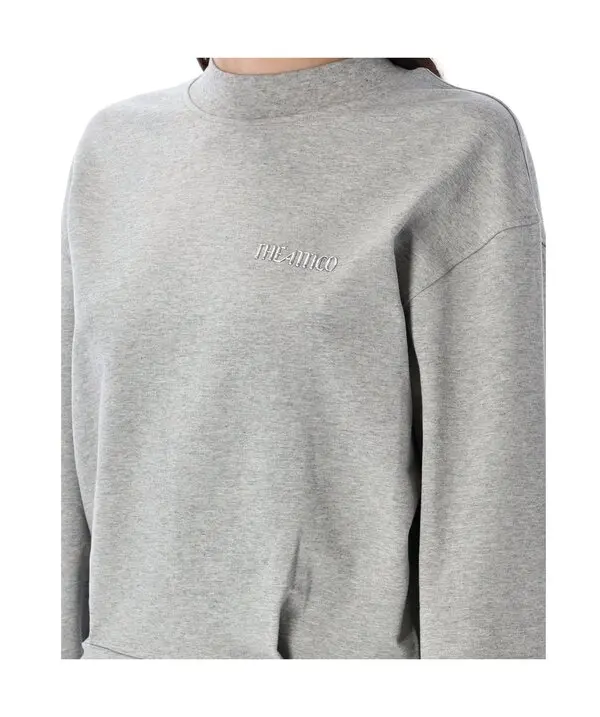 Attico Crewneck Long Sleeve Mini Dress - Gray
