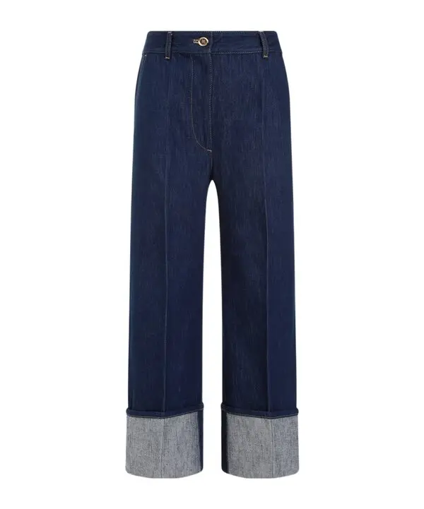 PATOU High Waist Straight-leg Cuffed Jeans - Black