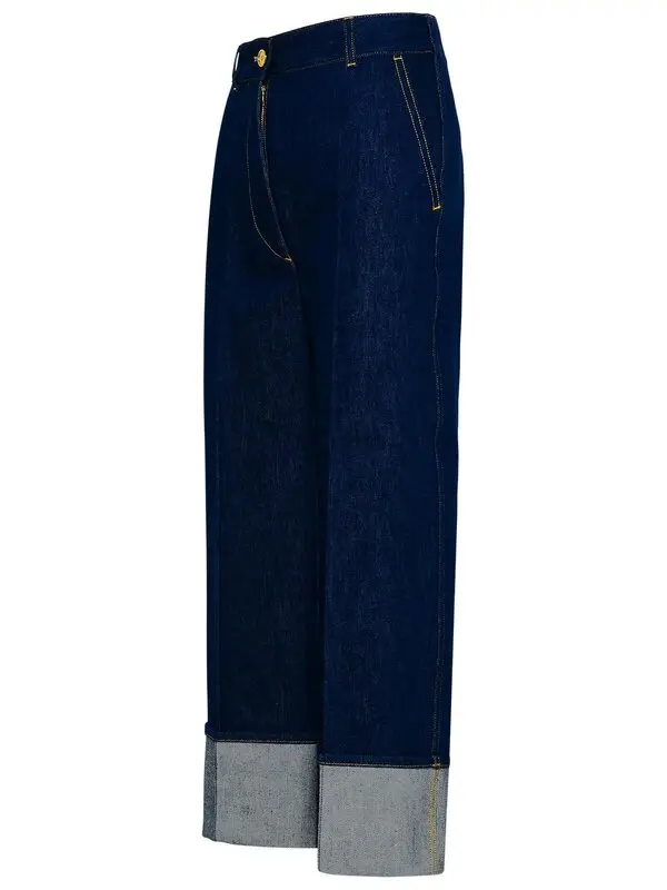 PATOU High Waist Straight-leg Cuffed Jeans