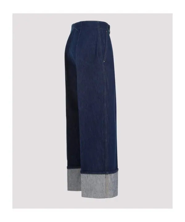 PATOU High Waist Straight-leg Cuffed Jeans