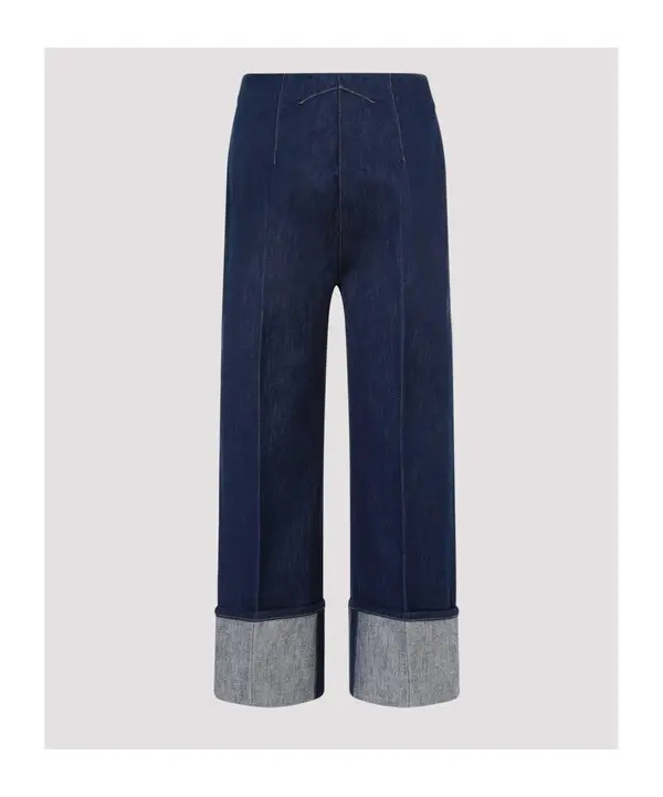 PATOU High Waist Straight-leg Cuffed Jeans