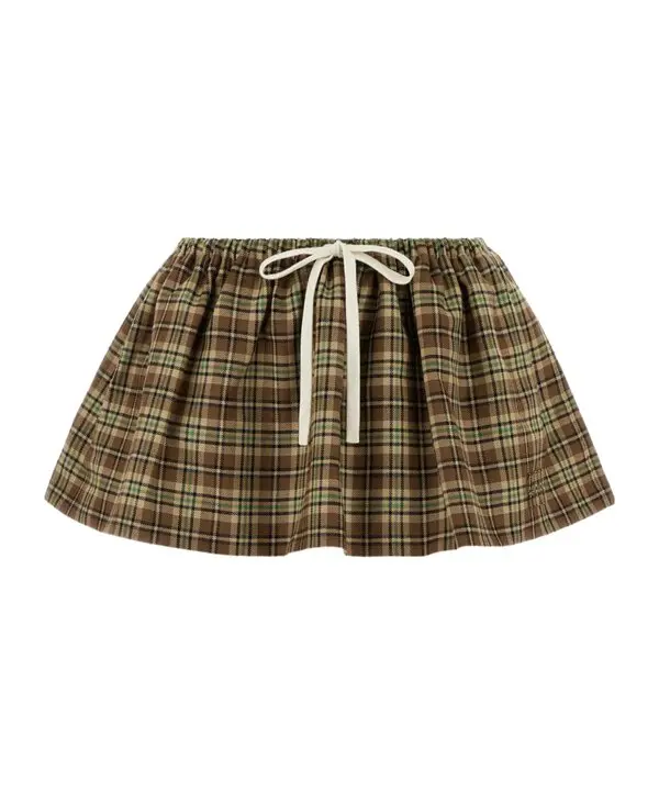 Miu Miu Checked Mini Skirt - Brown