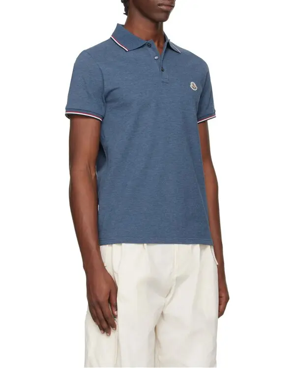 Moncler Logo Patch Short-sleeved Polo Shirt - Light Blue