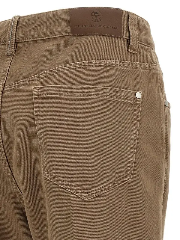 Brunello Cucinelli Monili Embellished Contemporary Straight Leg Jeans - Green