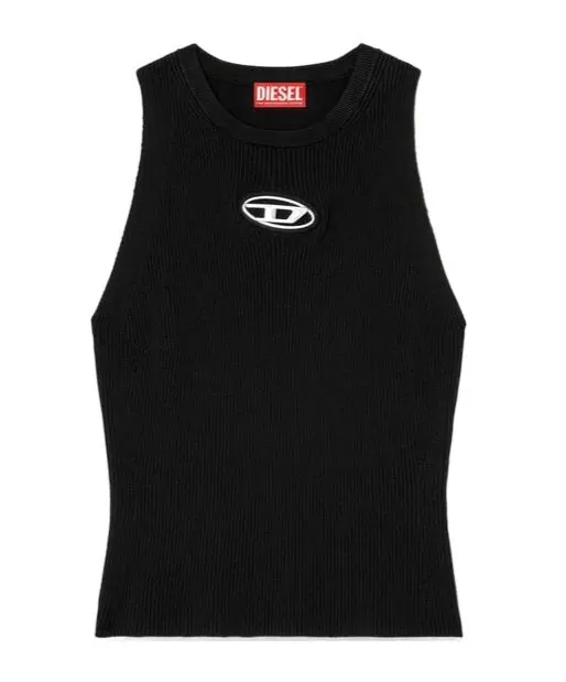 DIESEL® M-caddix Ribbed-knit Top With Logo Plaque