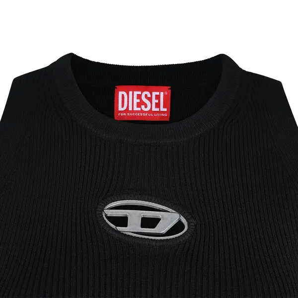 DIESEL® M-caddix Ribbed-knit Top With Logo Plaque